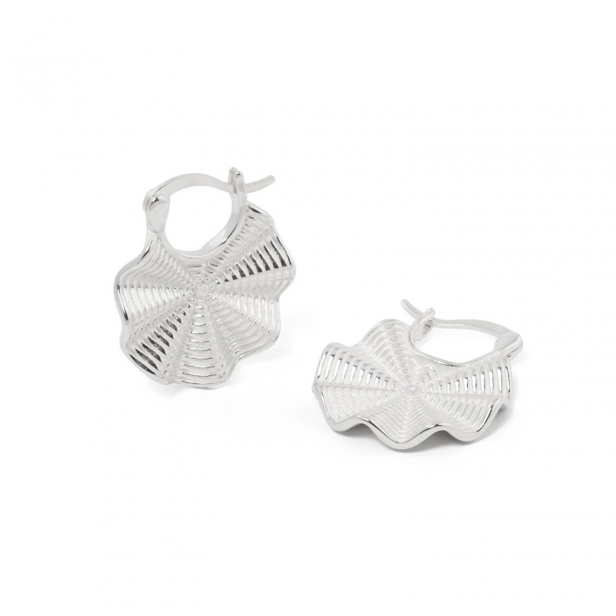 WAVE SILVER HOOPS - 48744P - Stone by Stone
